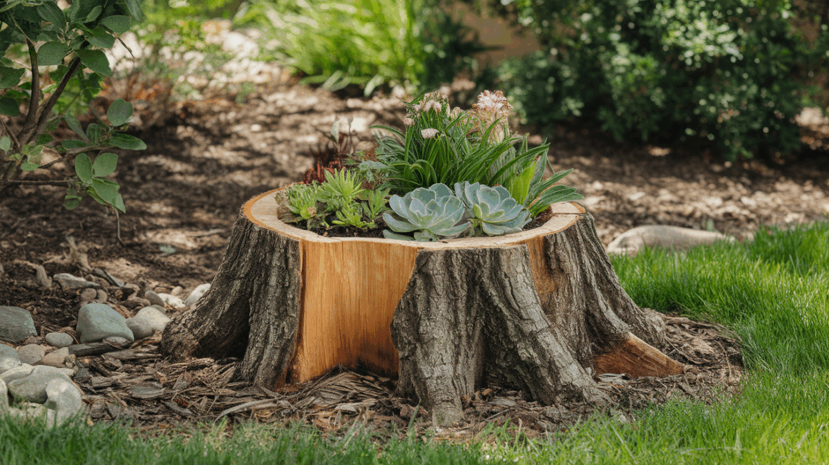 15 Creative Outdoor Tree Stump Decorating Ideas - Opple House