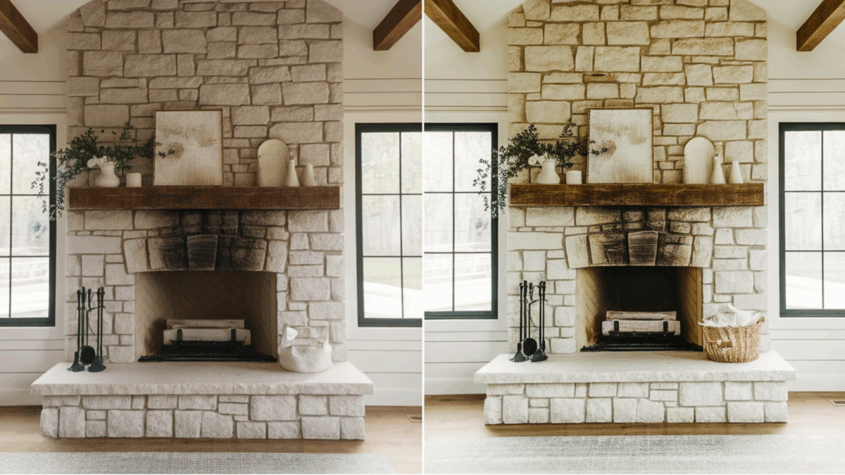 24 Stone Fireplace Makeover Ideas: Before and After - Opple House