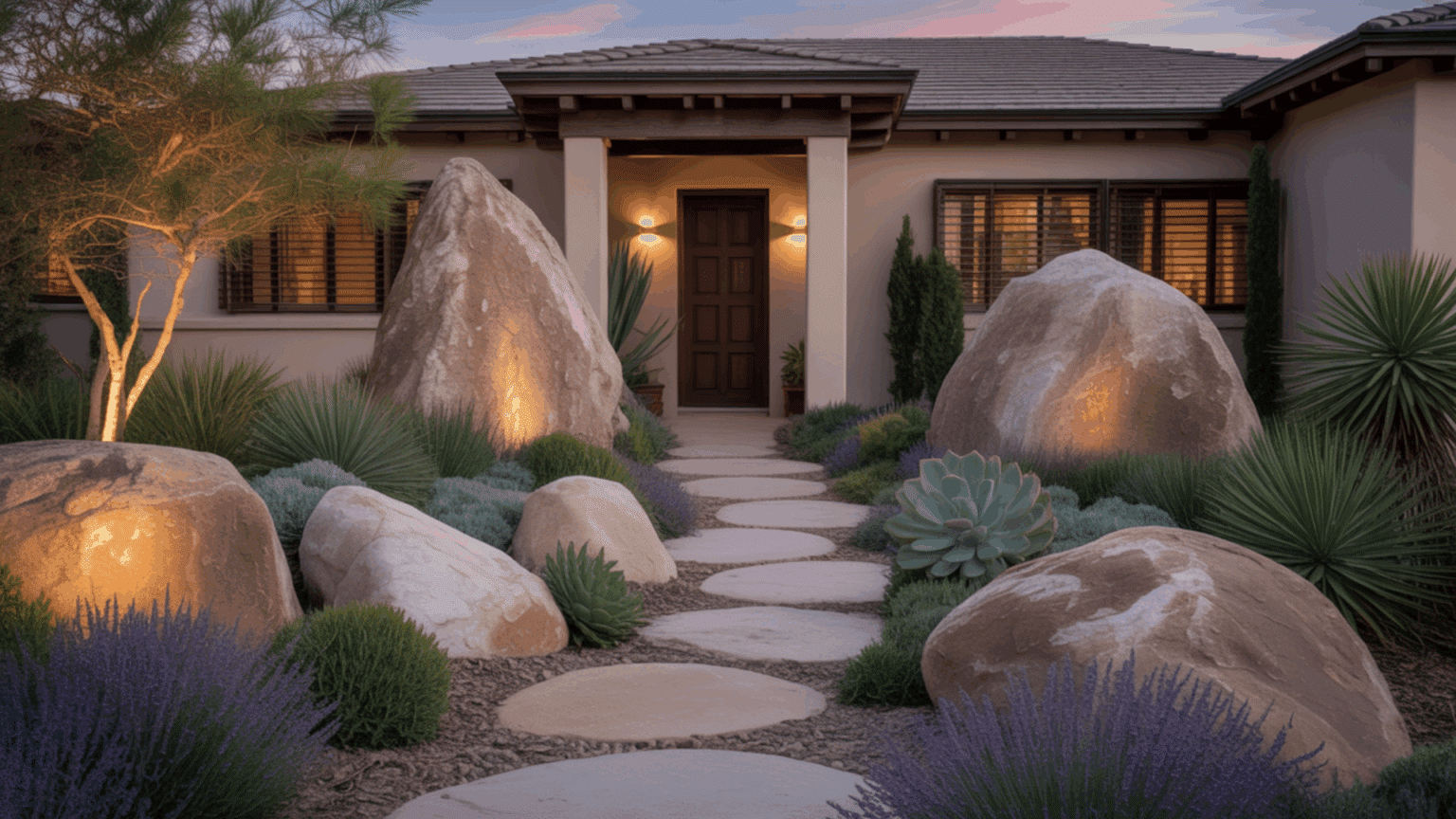 16 Front Yard Ideas with Large Landscaping Rocks - Opple House