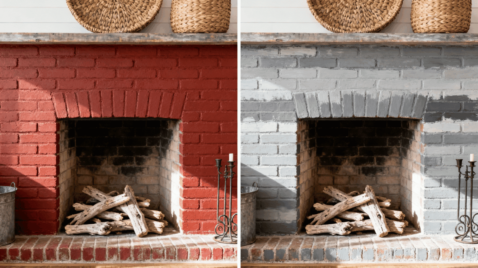 27 Simple Painted Brick Fireplace Makeovers - Opple House